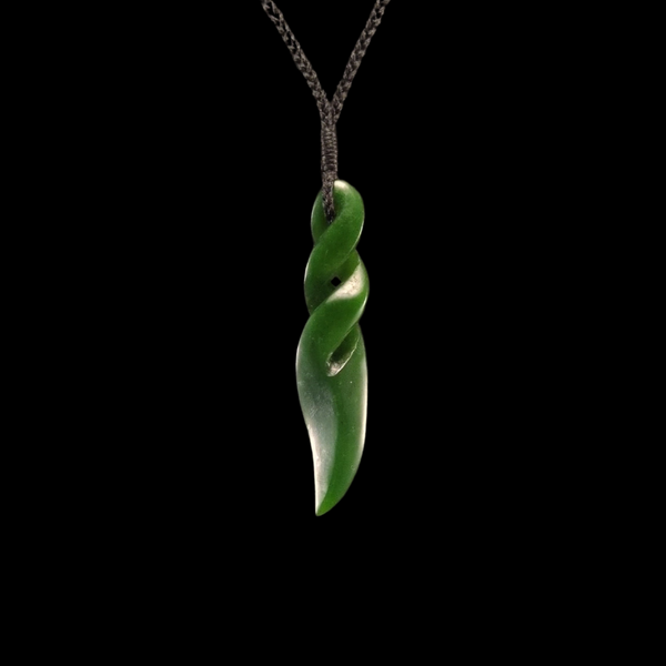 Pikorua Kahurangi - Greenstone Twist Pendant - Sands Carving Studio