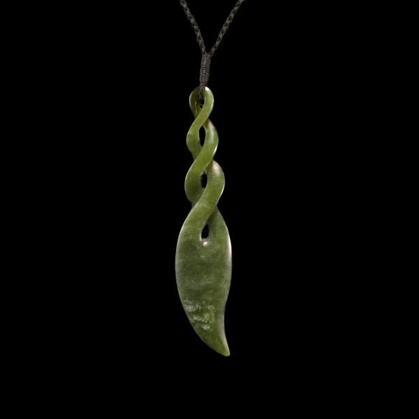 Pikorua Inanga - Greenstone Twist Pendant - Sands Carving Studio
