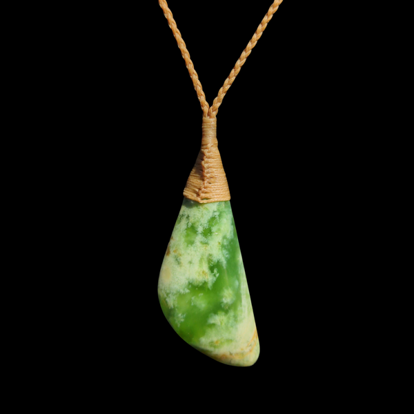 Roimata White Flower Kahurangi- Greenstone Teardrop Pendant - Sands ...