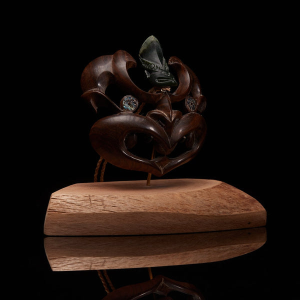 Signature Wheku Tiki Mask - Marsden Jade & Lignum Vitae - Sands Carving ...